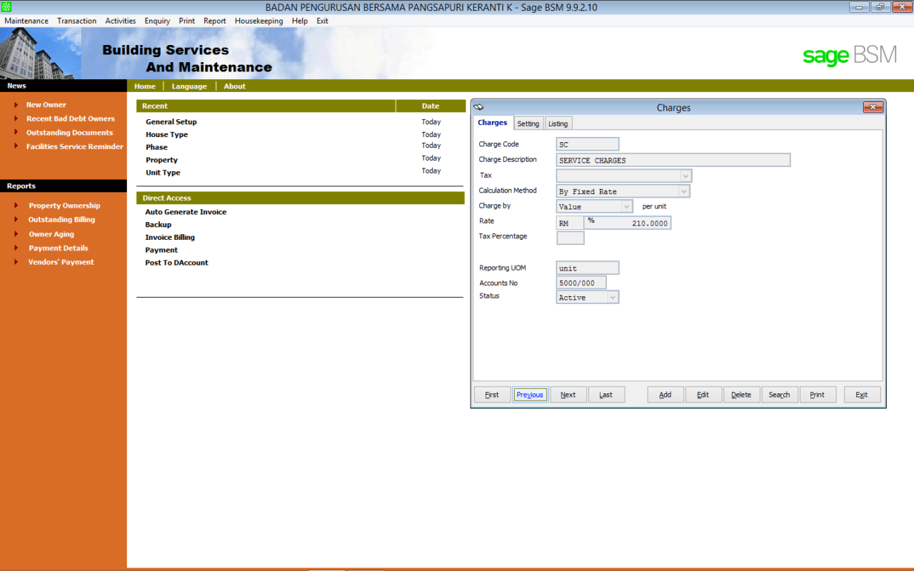 Access UBS BSM Software, Property Management Software