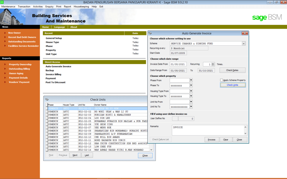 Access UBS BSM Software, Property Management Software